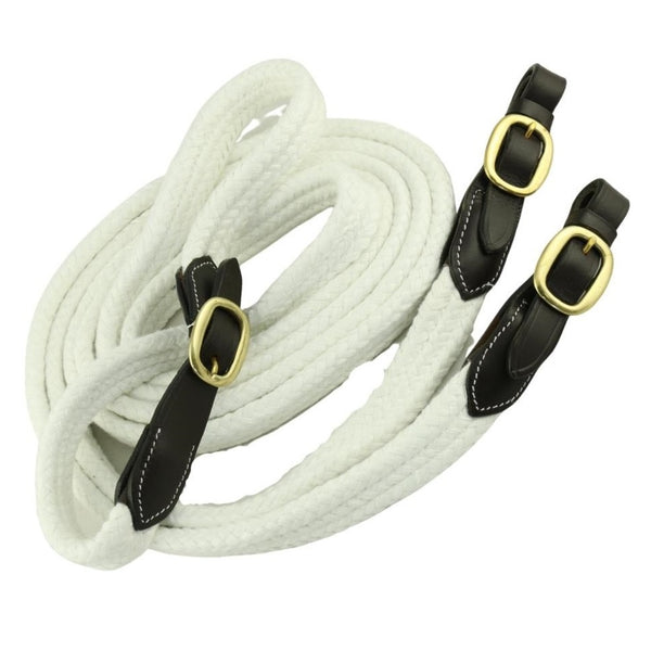 Cotton Reins with Brass Fittings - Red Centre - Gone RIDING