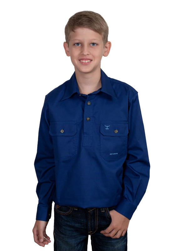 JCA Boys Lachlan Work Shirt 1/2 Button - Gone RIDING